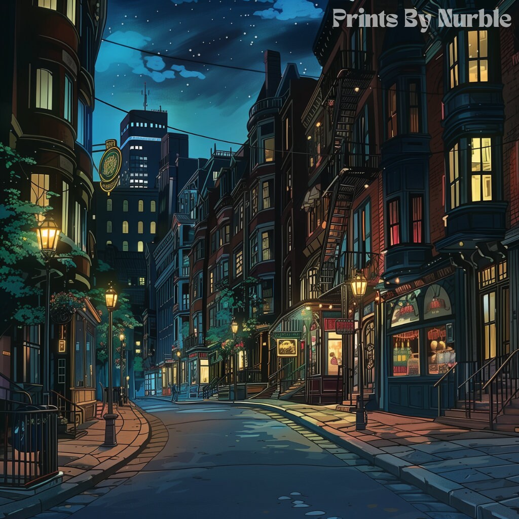 Animated-style Boston Copley Square Digital Print - Etsy