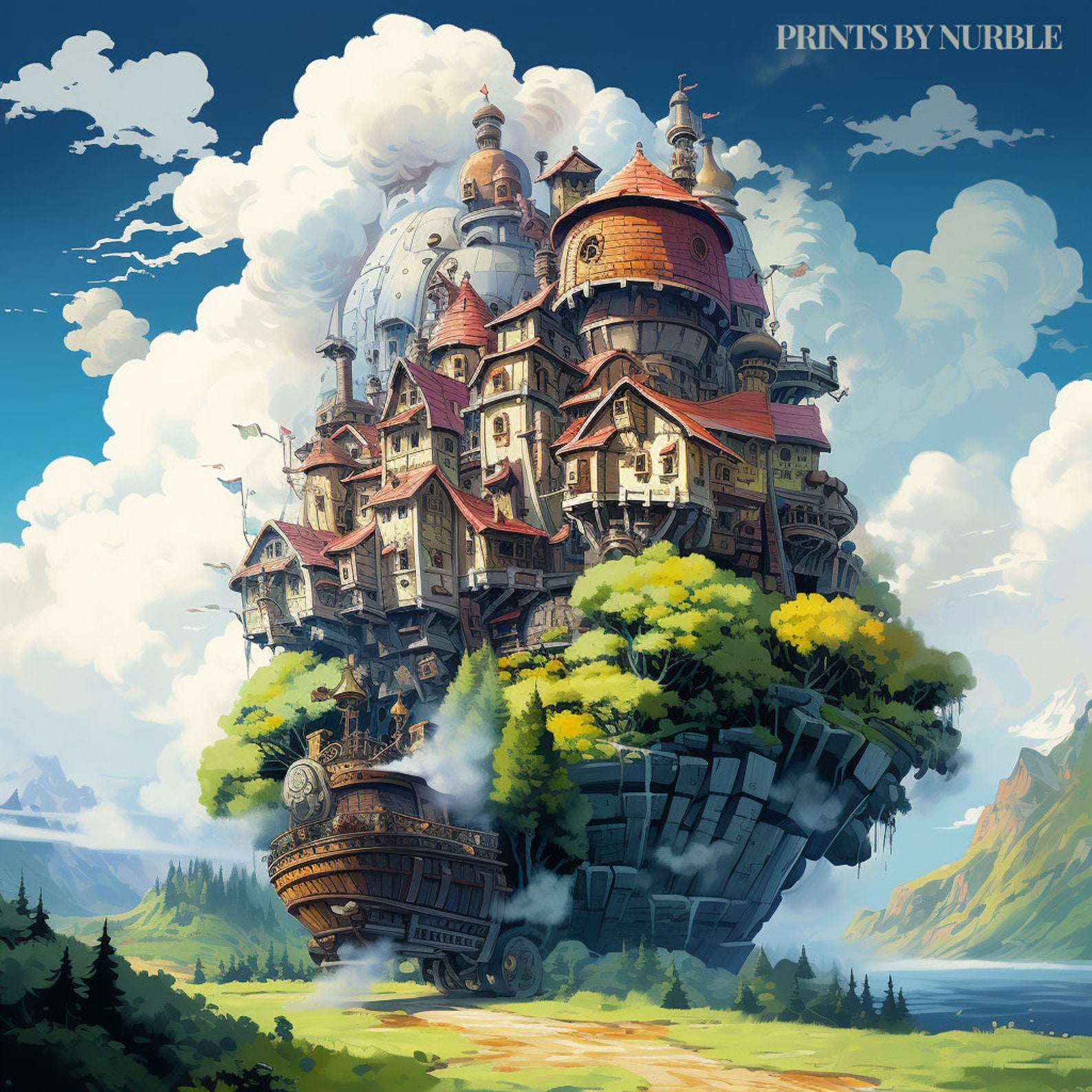 Animated Castle/house on a Hill Digital Print - Etsy