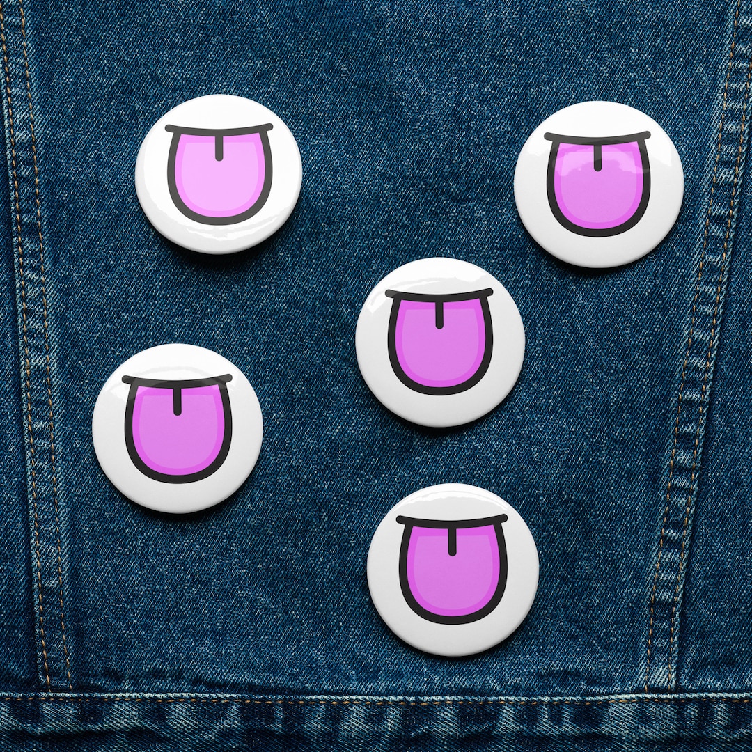Pink Tongue Button Pins Set of 5 / 2 Sizes / I Licked That / Accessory ...