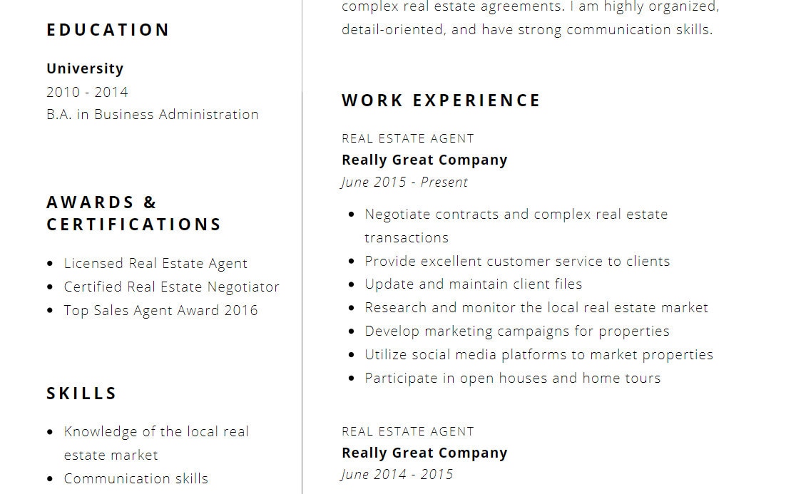 White Clean Modern Minimalist Business Simple Resume - Etsy