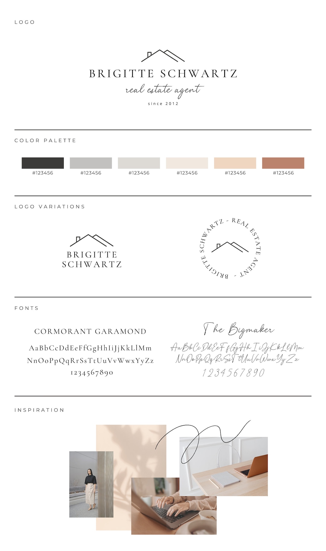 Editable Simple Neutral Minimalist Business Logo Brand Board - Etsy