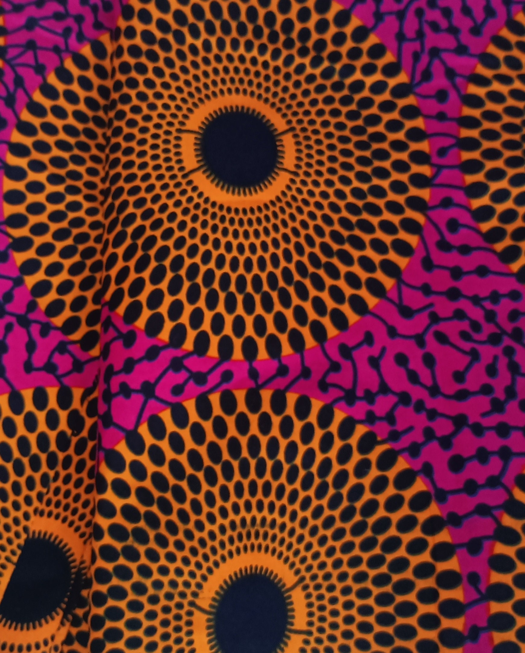 Tela De Cera, Tela Wax Africana, Fucsia Naranja Círculos, Tela De ...