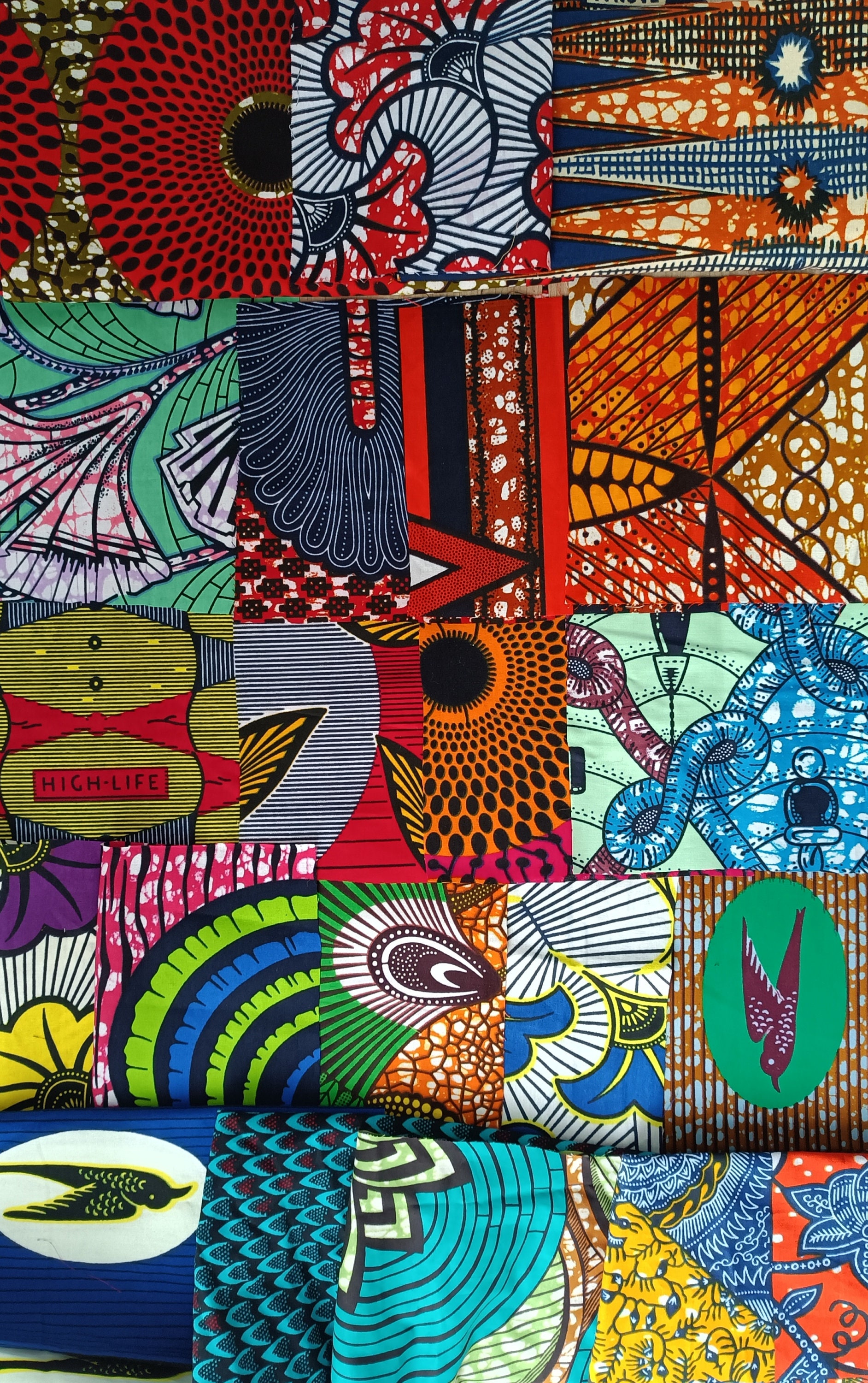 African Fabric Scraps, Wax Fabric Scraps Package, Ankara Fabric Squares ...