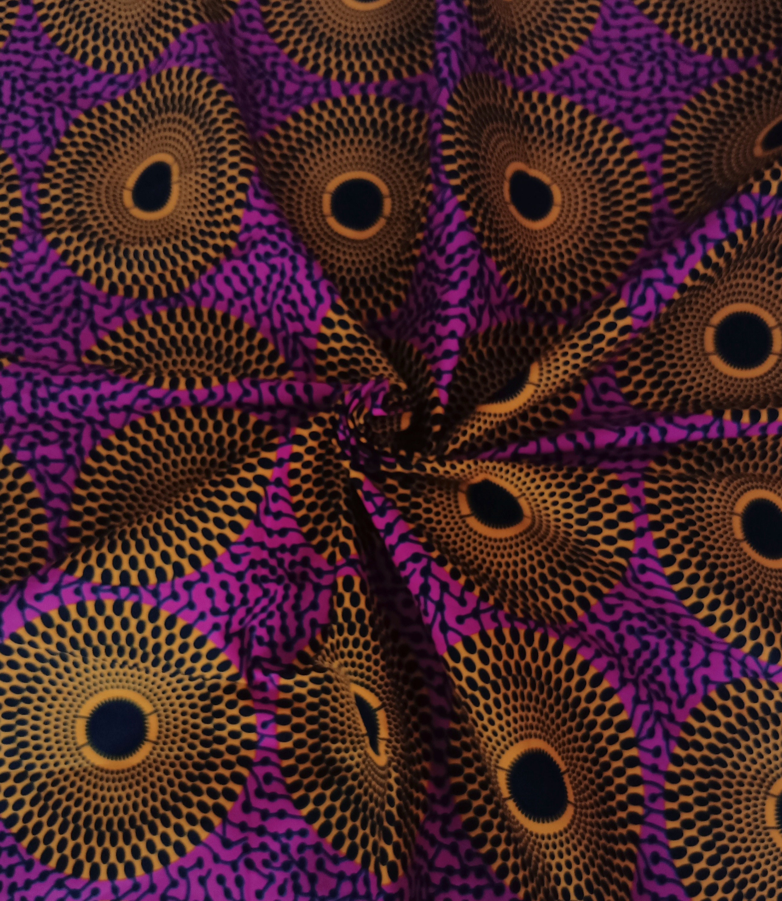 Tela De Cera, Tela Wax Africana, Fucsia Naranja Círculos, Tela De ...