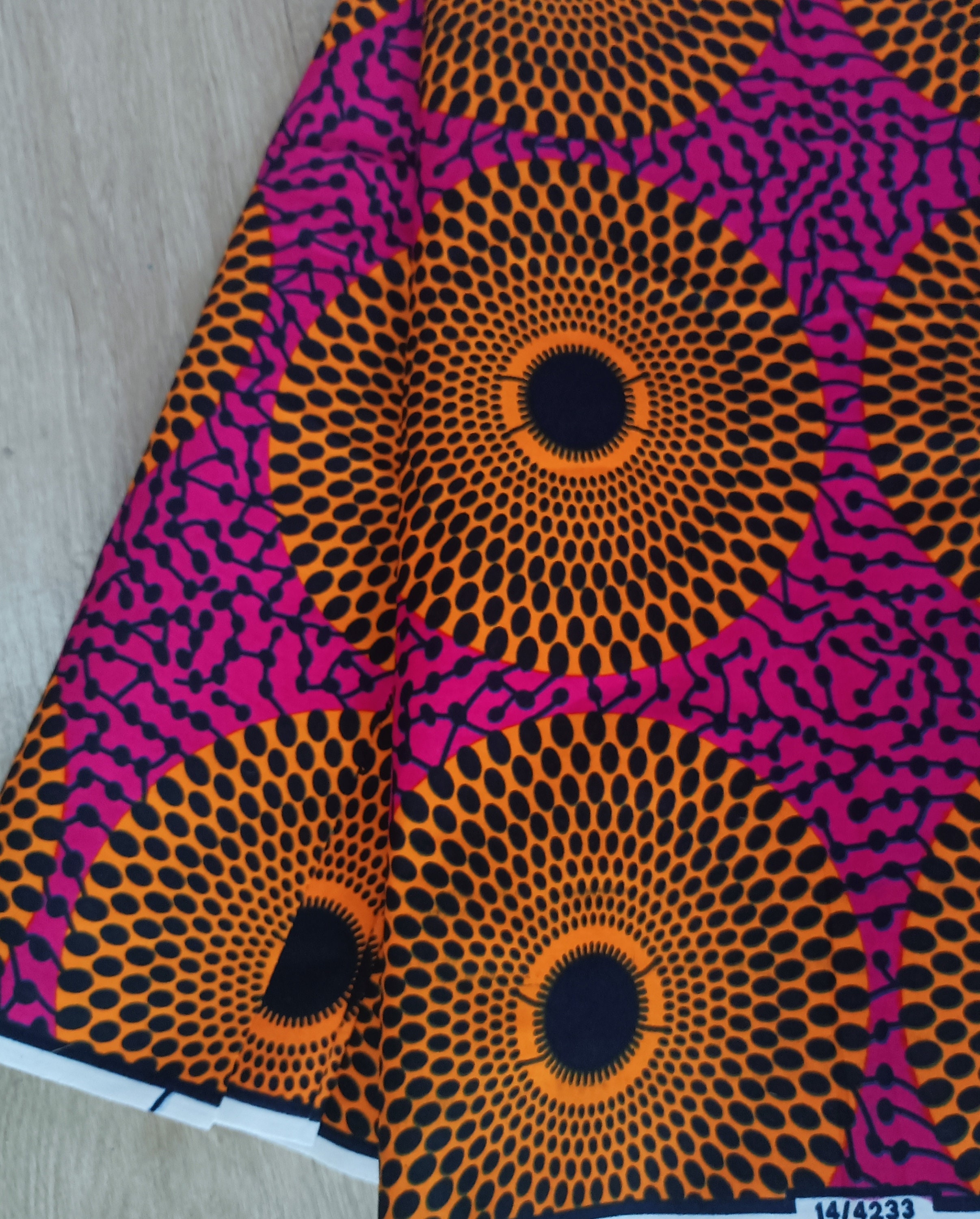 Tela De Cera, Tela Wax Africana, Fucsia Naranja Círculos, Tela De ...
