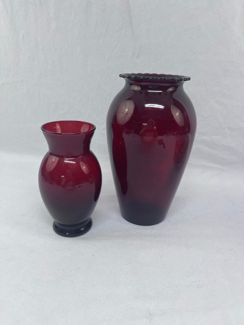 Vintage Ruby Red Vases, Set of 2 - Etsy