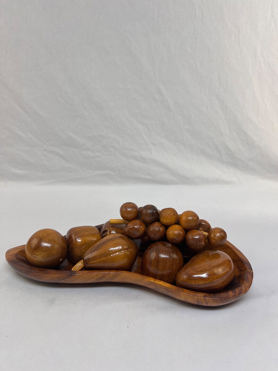 Vintage Wood Fruit Platter & 10 Piece Fruit Set - Etsy