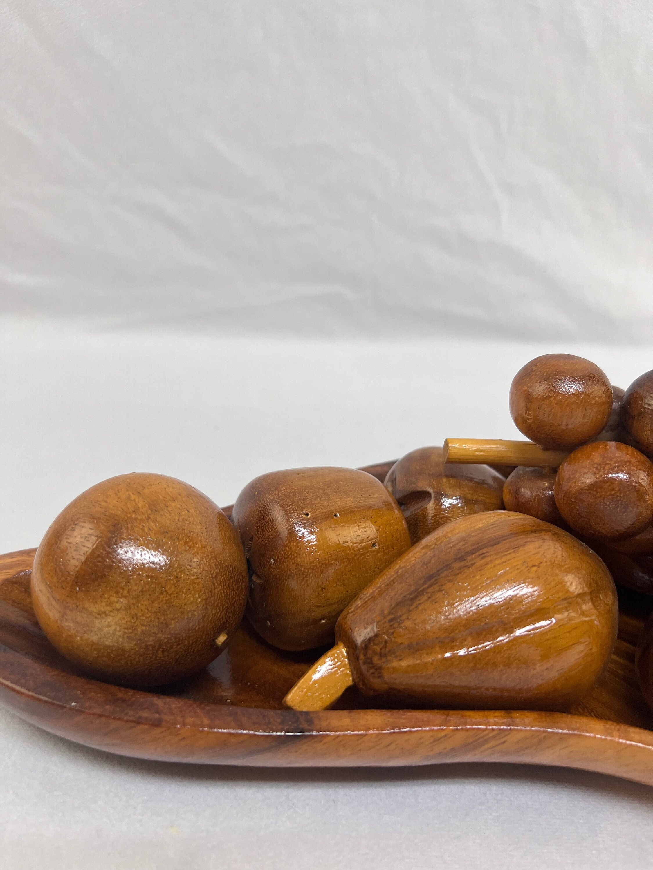 Vintage Wood Fruit Platter & 10 Piece Fruit Set - Etsy