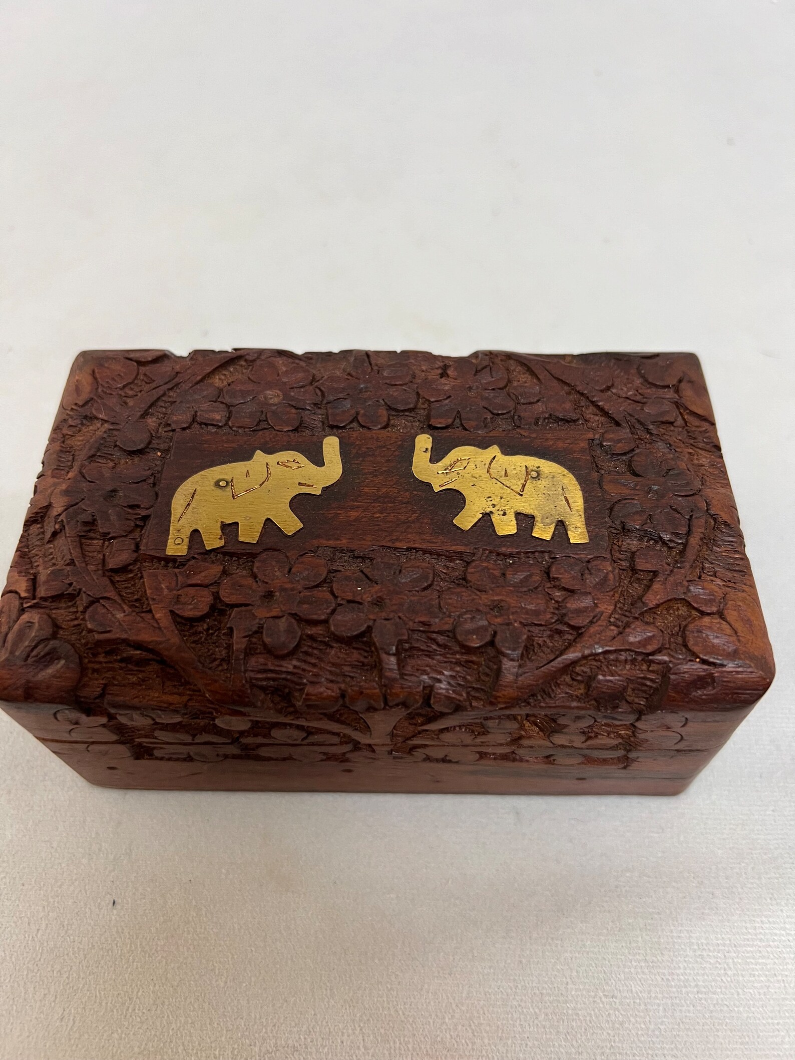 Vintage Hand Carved Wood Elephant Box - Etsy
