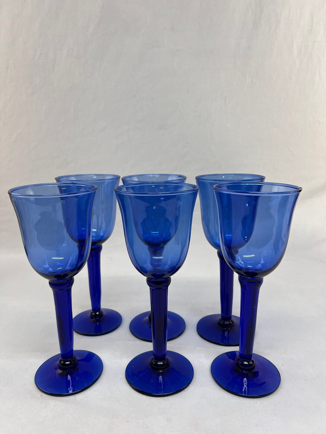 Vintage Cobalt Blue Goblets - Set of 6 - Etsy