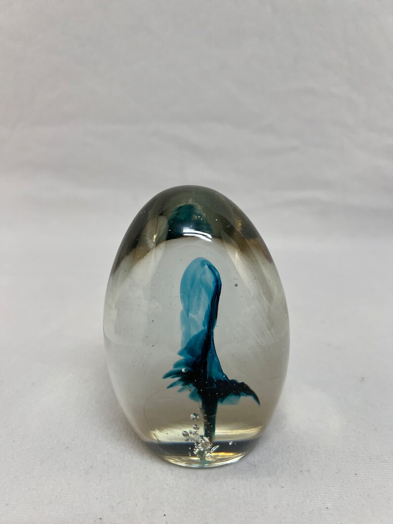 Vintage Blue Calla Lily Glass Oval Paperweight - Etsy