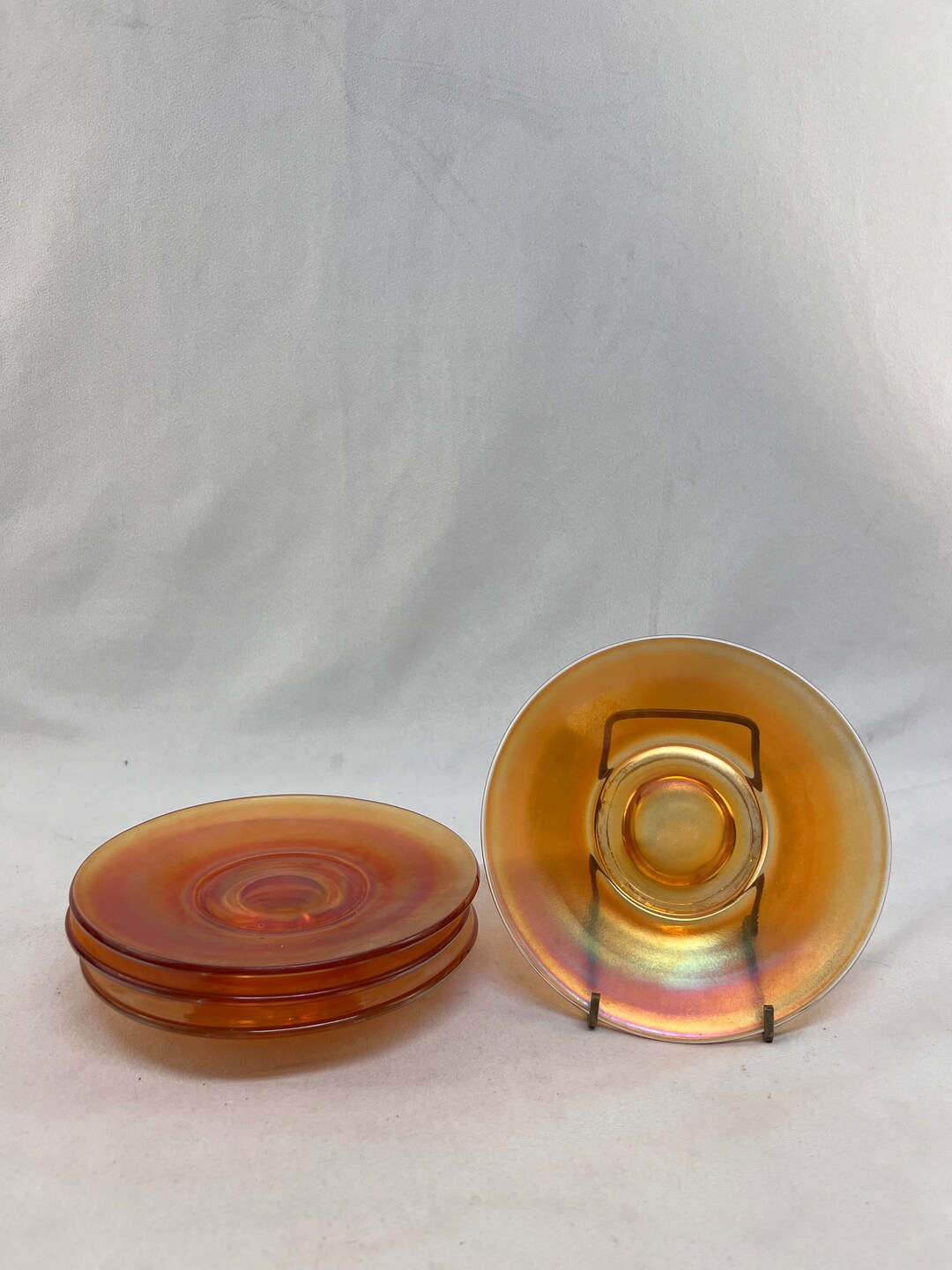 Vintage 1960s Iridescent Carnival Glass Saucers - Set of 4 - Etsy