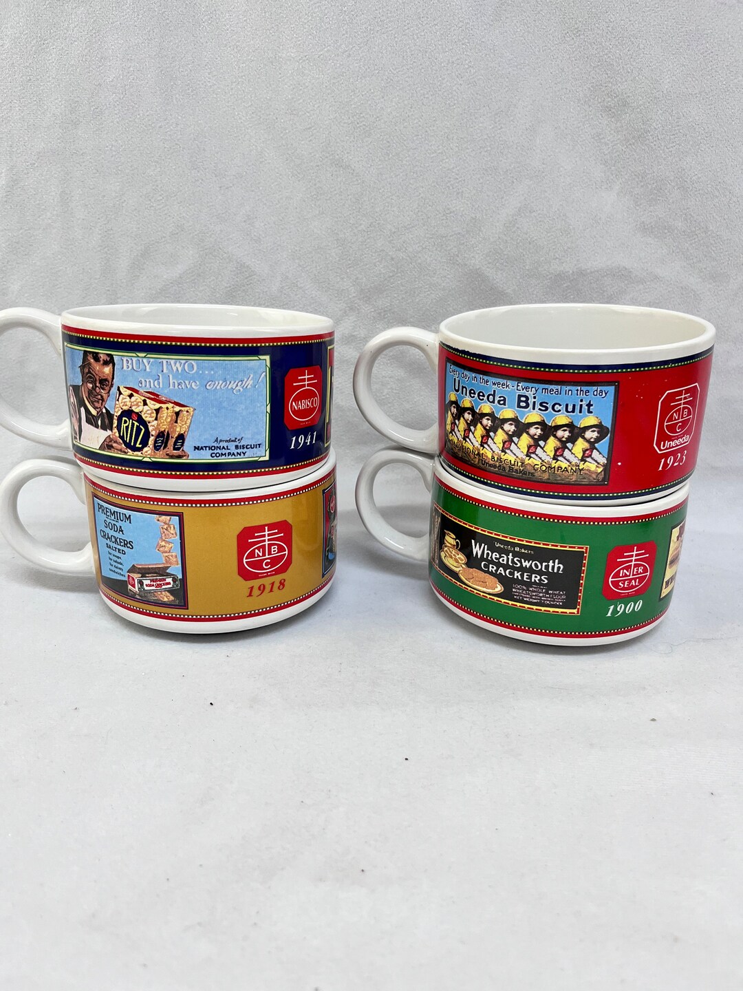 Vintage Nabisco Soup/chili Mugs, Ritz, Uneeda, Oysterettes, Soda ...