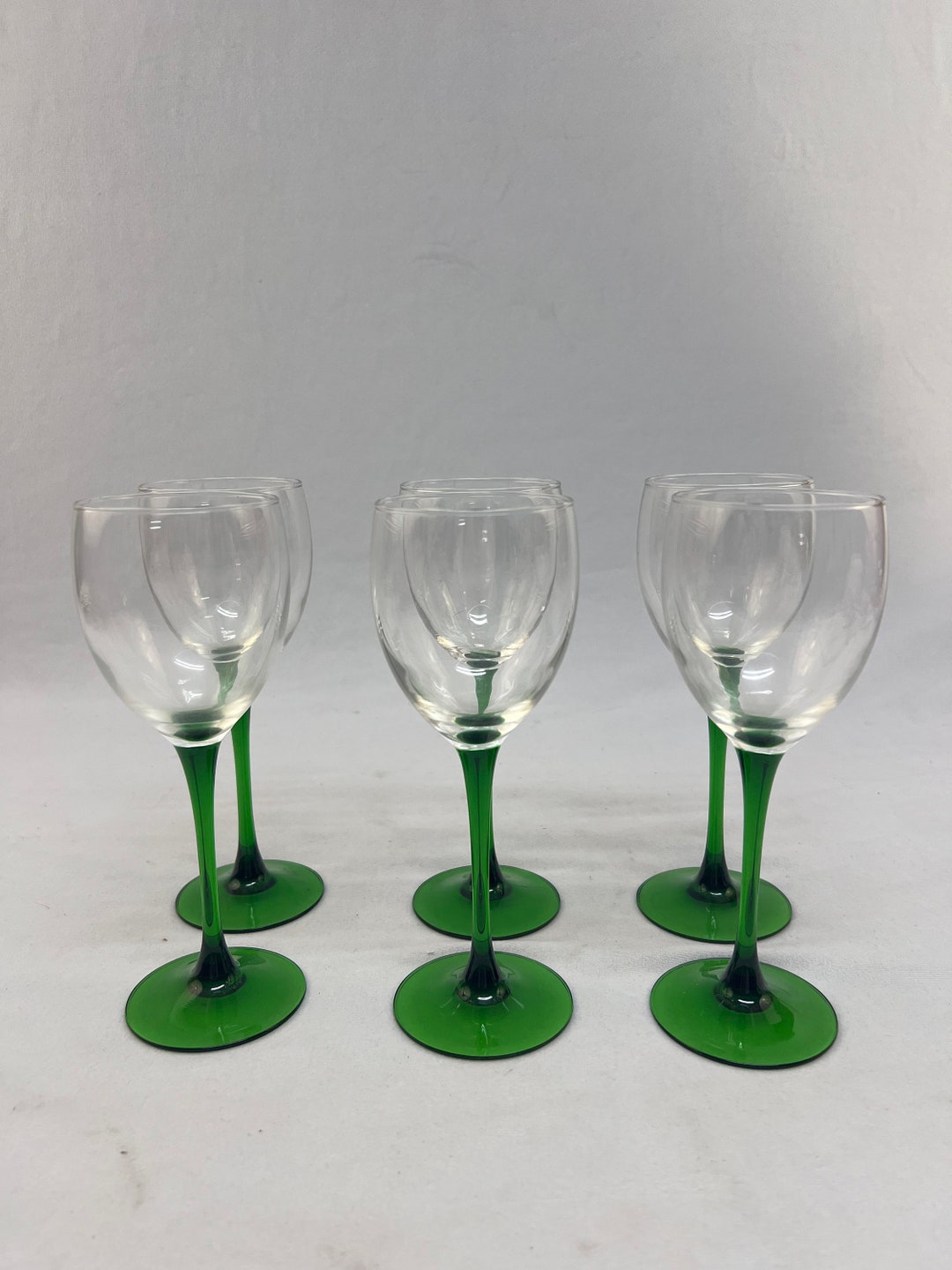Luminarc Green Stem Glasses Set of 6 - Etsy