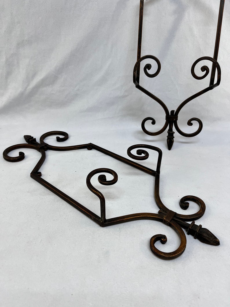 2 Single Plate Dark Bronze Metal Vertical Wall Mount Plate Holders ...