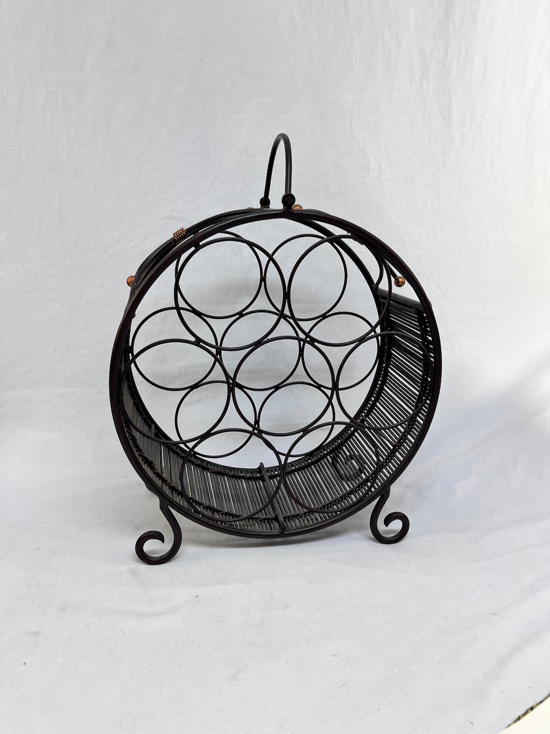 Vintage Round Metal 7 Bottle Wine Rack, Tabletop Wine Rack - Etsy