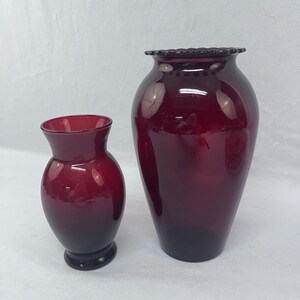 Vintage Ruby Red Vases, Set of 2 - Etsy