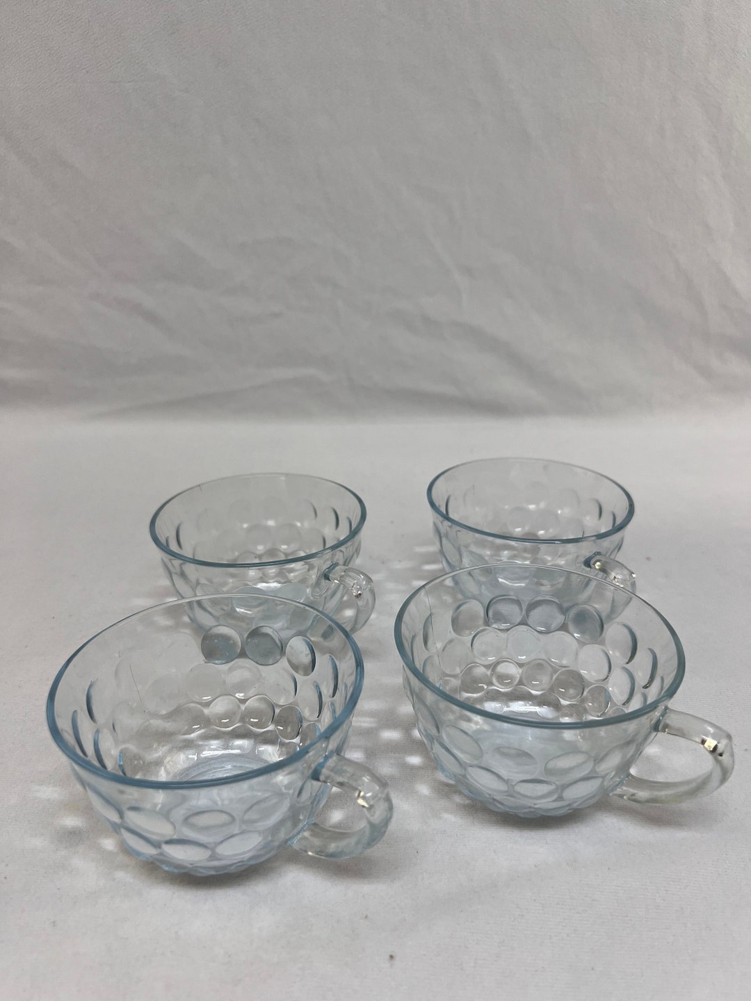 Vintage Anchor Hocking Blue Bubble Glass Cups - Set of 4 - Etsy