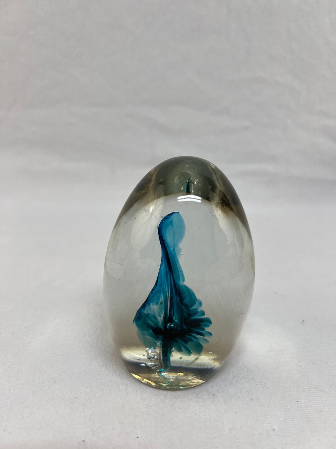 Vintage Blue Calla Lily Glass Oval Paperweight - Etsy