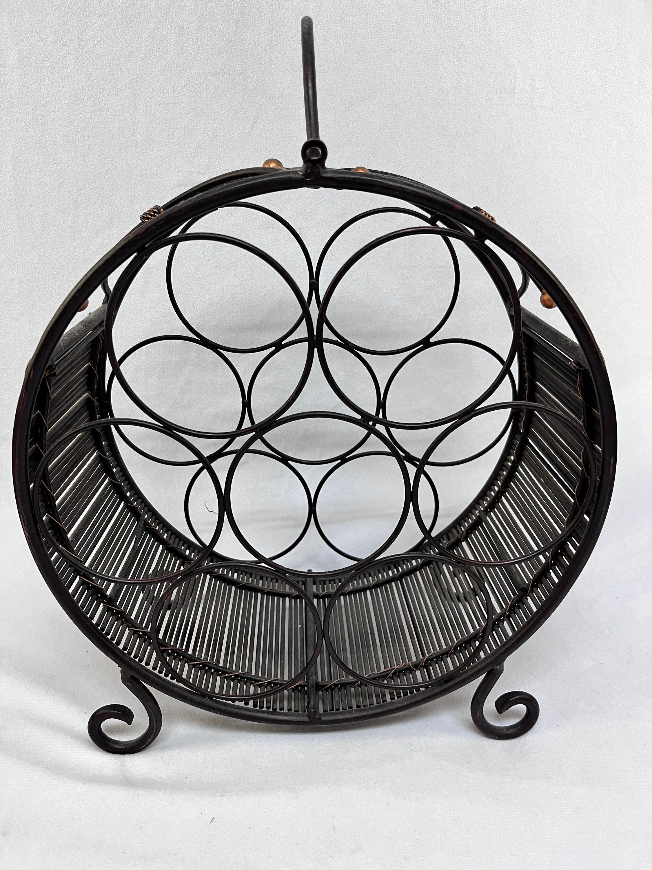 Vintage Round Metal 7 Bottle Wine Rack, Tabletop Wine Rack - Etsy