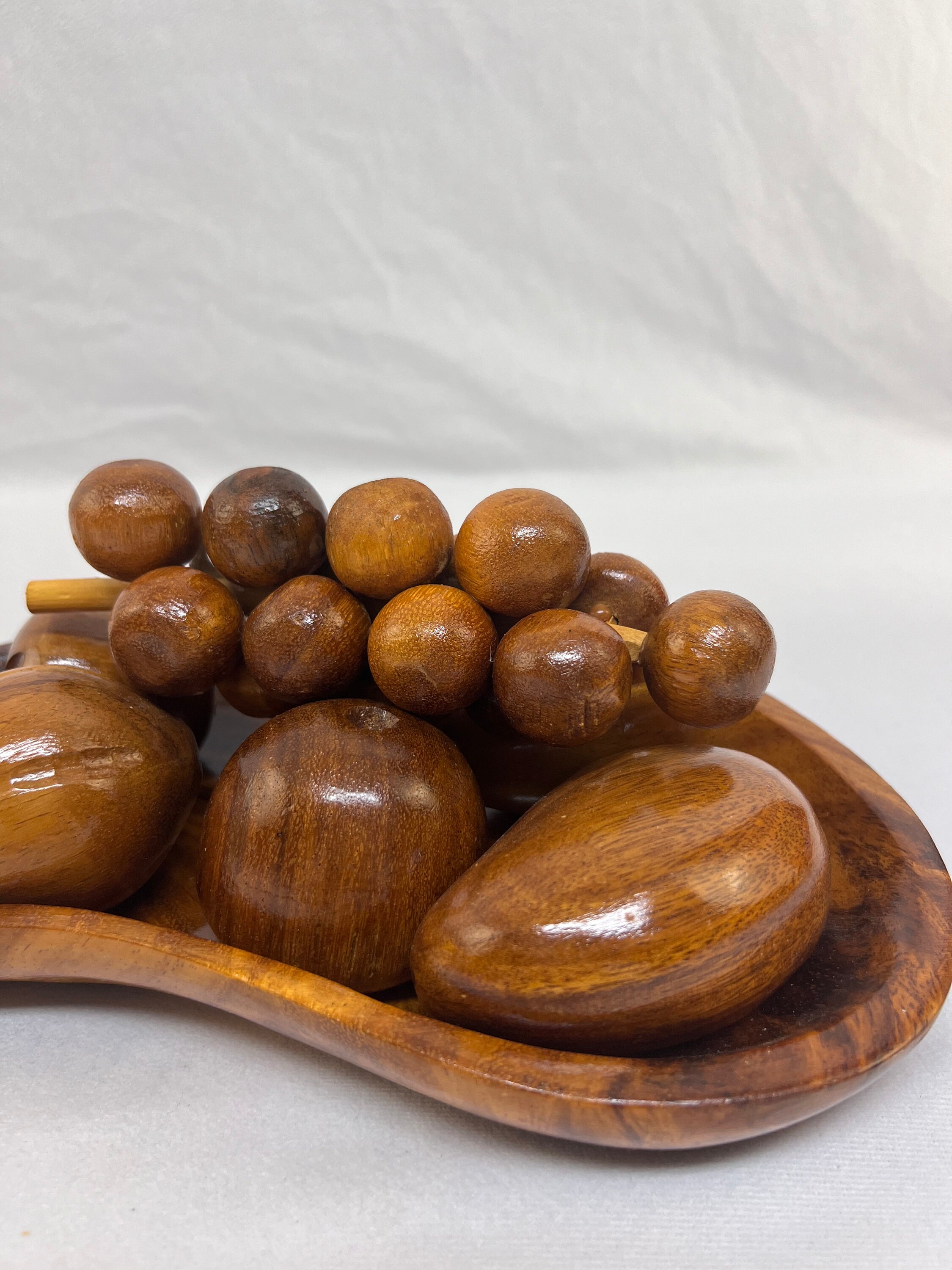 Vintage Wood Fruit Platter & 10 Piece Fruit Set - Etsy
