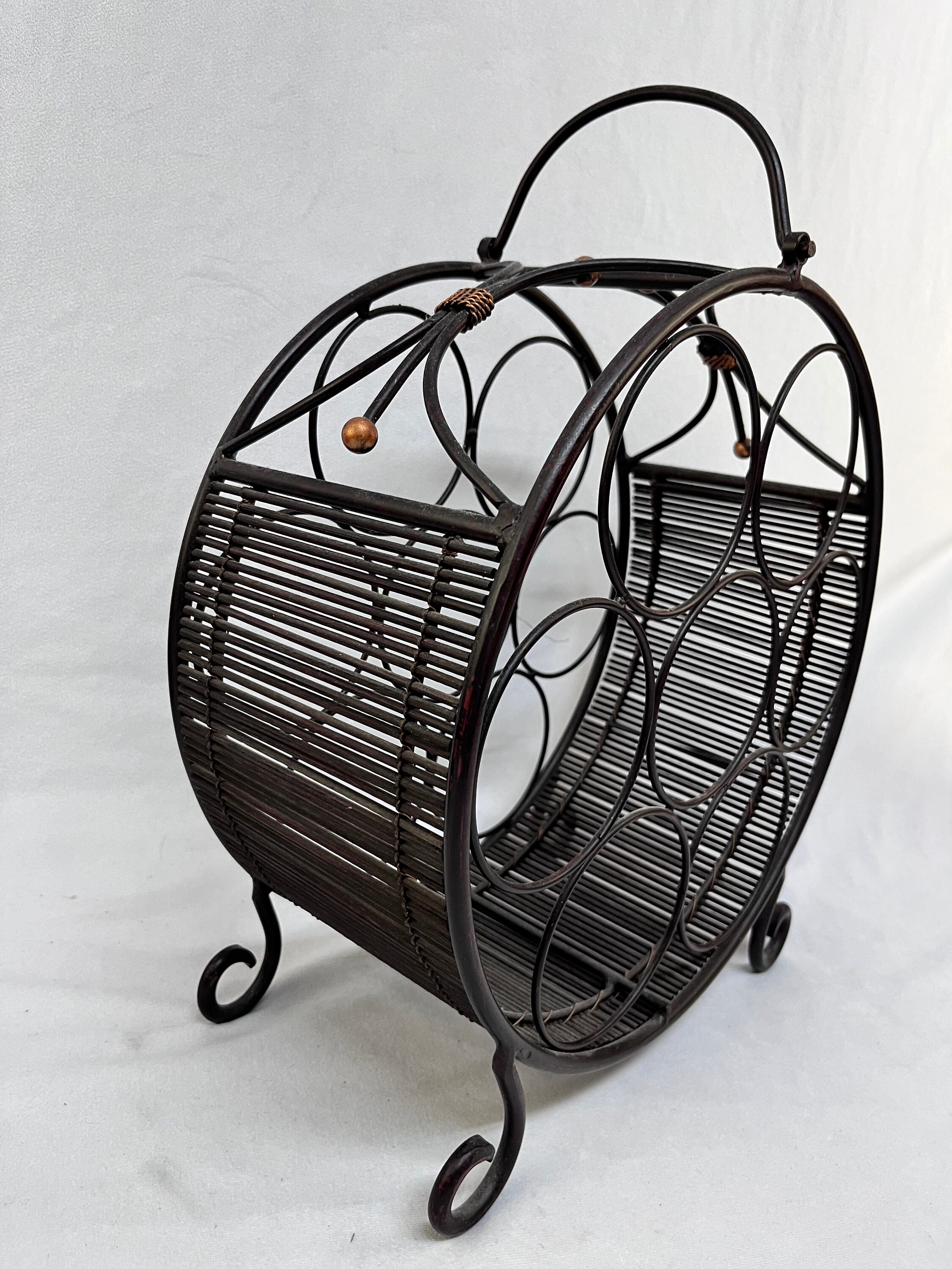 Vintage Round Metal 7 Bottle Wine Rack, Tabletop Wine Rack - Etsy