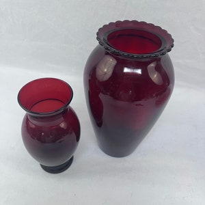 Vintage Ruby Red Vases, Set of 2 - Etsy