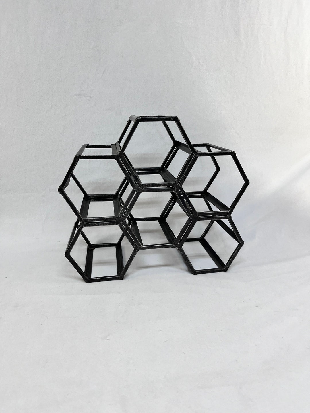 Vintage Silver Metal Hexagon 6 Bottle Wine Rack, Tabletop Wine Rack - Etsy