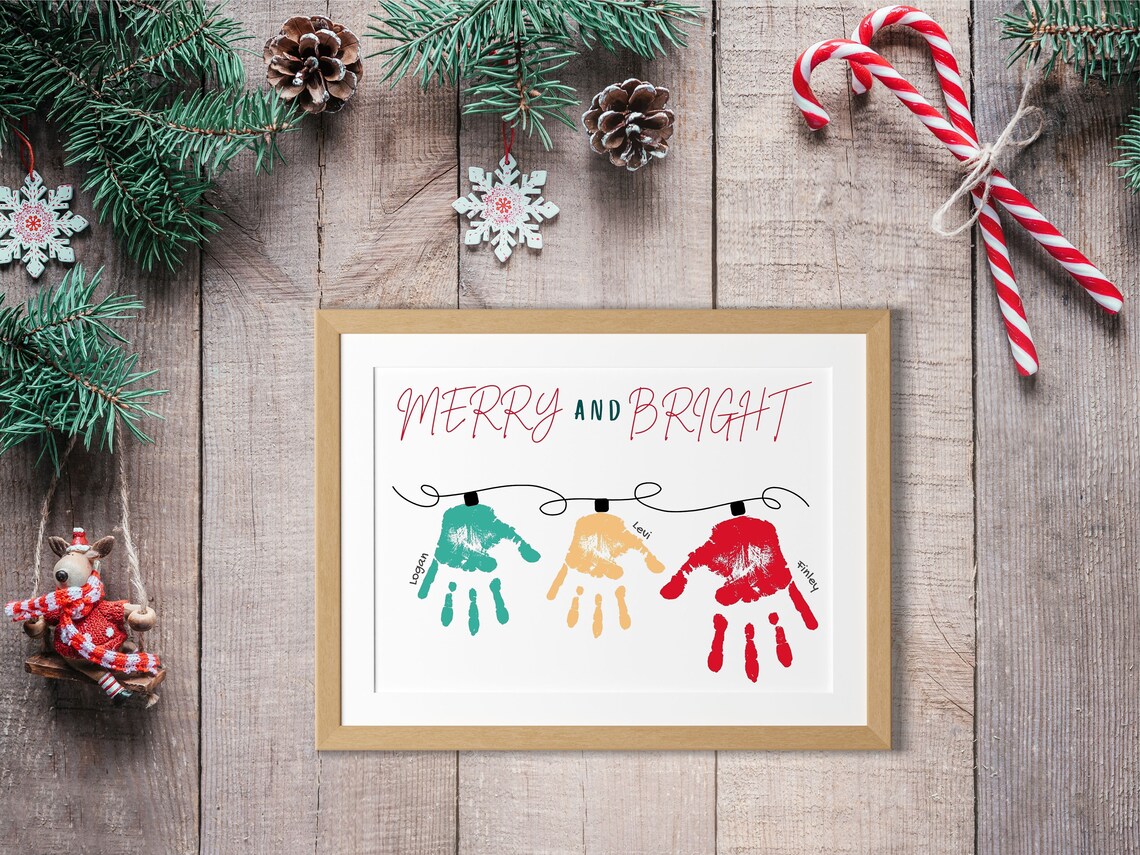 Christmas Handprint Art, Toddler Handprint Craft, Baby Keepsake, Happy ...
