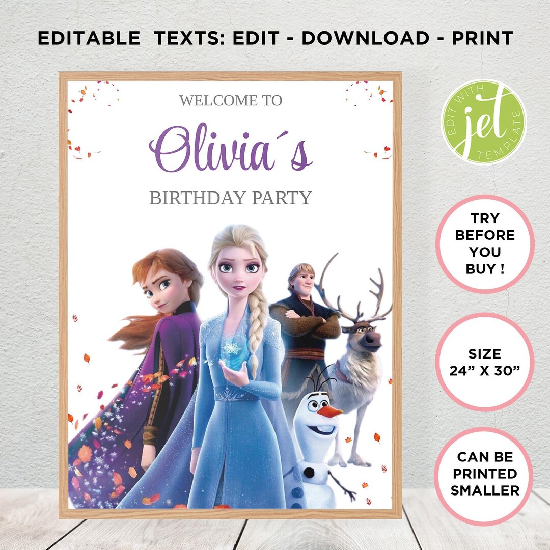 Frozen 2 Printable Welcome Sign Party Banner Birthday - Etsy