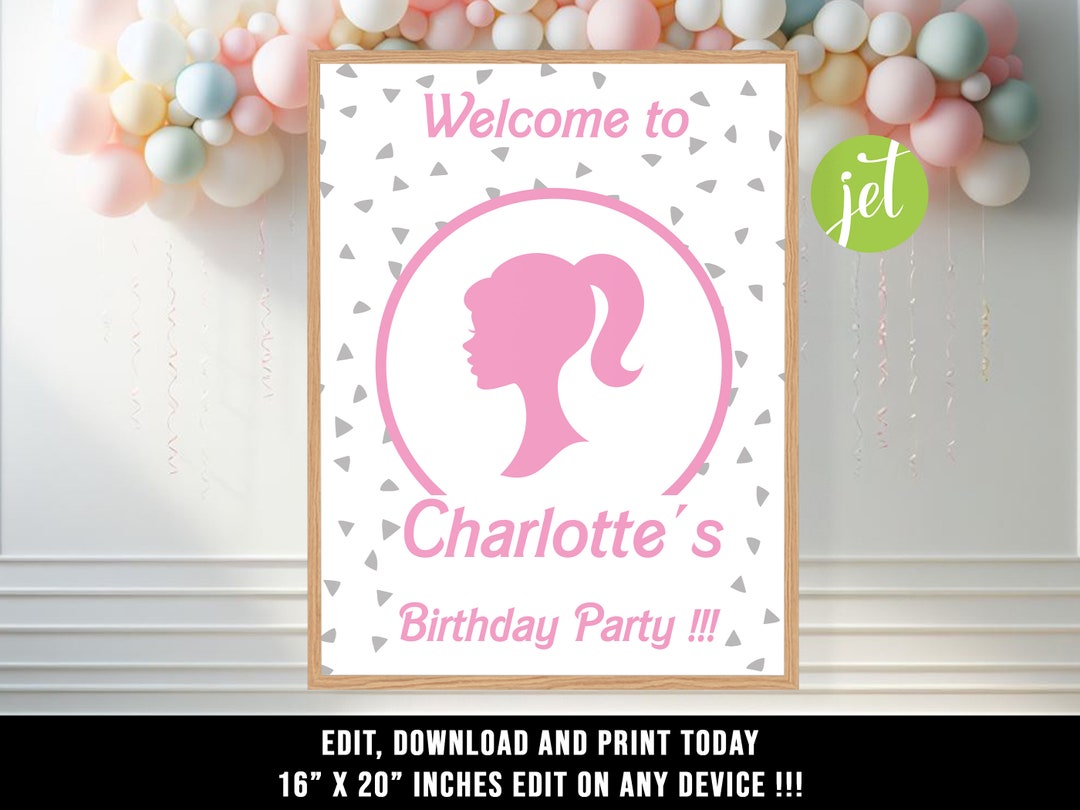 Editable Pink Doll Welcome Sign | Fashion Doll Party Decor | Birthday ...