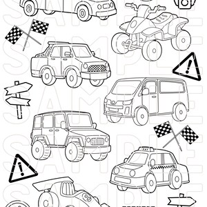 Printable Cars and Road Signs Coloring Page - Etsy