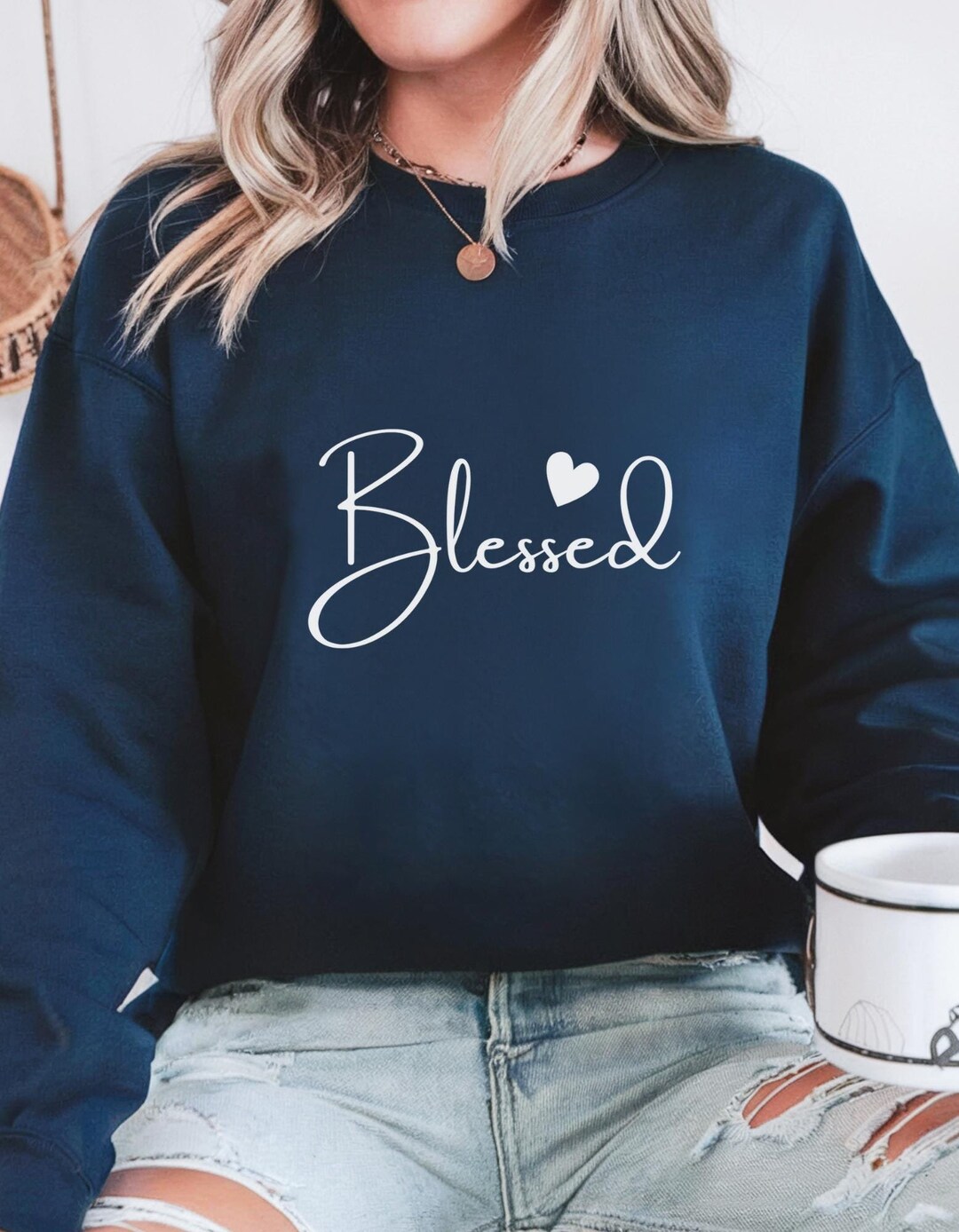 Blessed Sweatshirt, White Letters, Godly Sweatshirt, Faith Sweatshirt ...