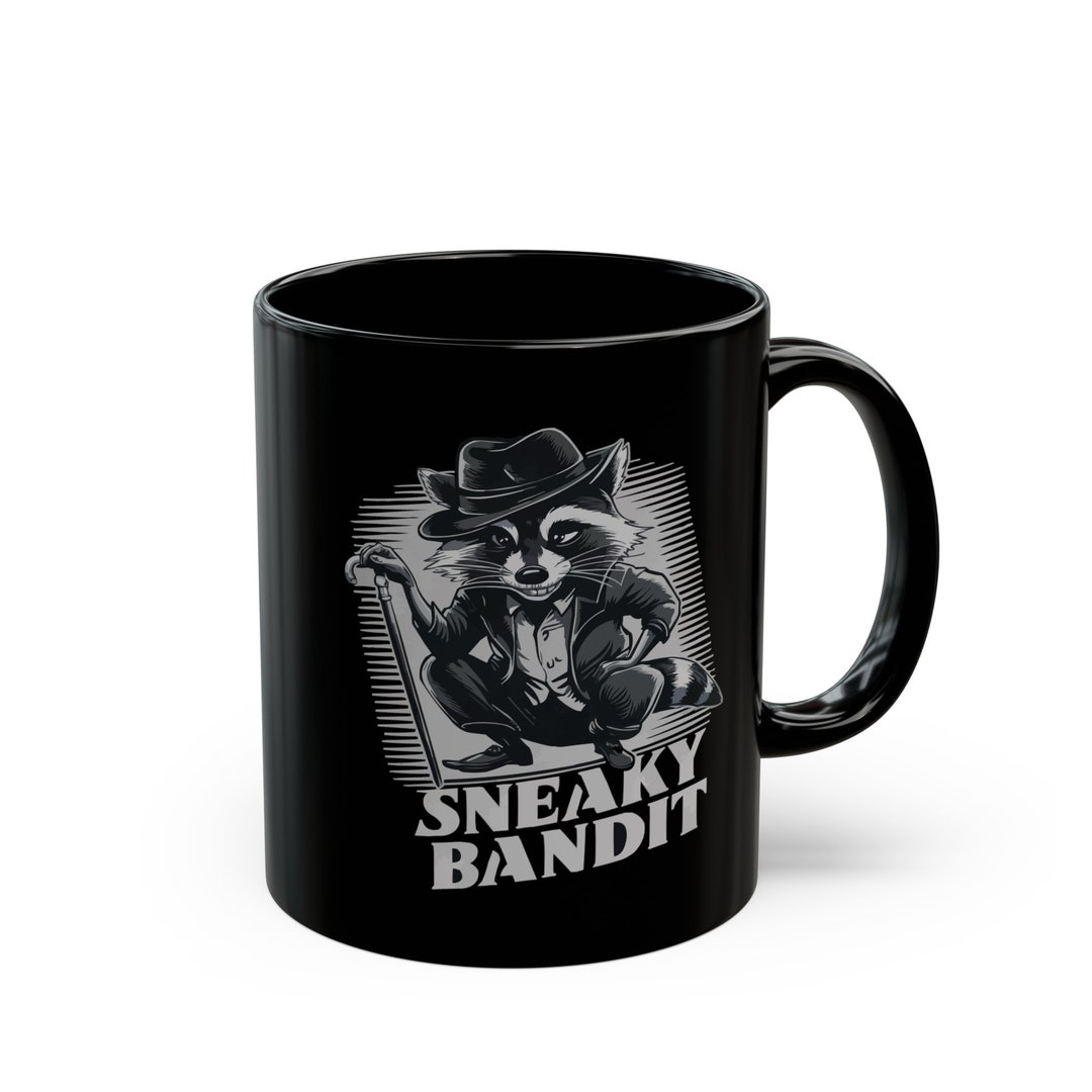 Sneaky Bandit: Raccoon Graphic Design Black Mug 11oz, 15oz - Etsy