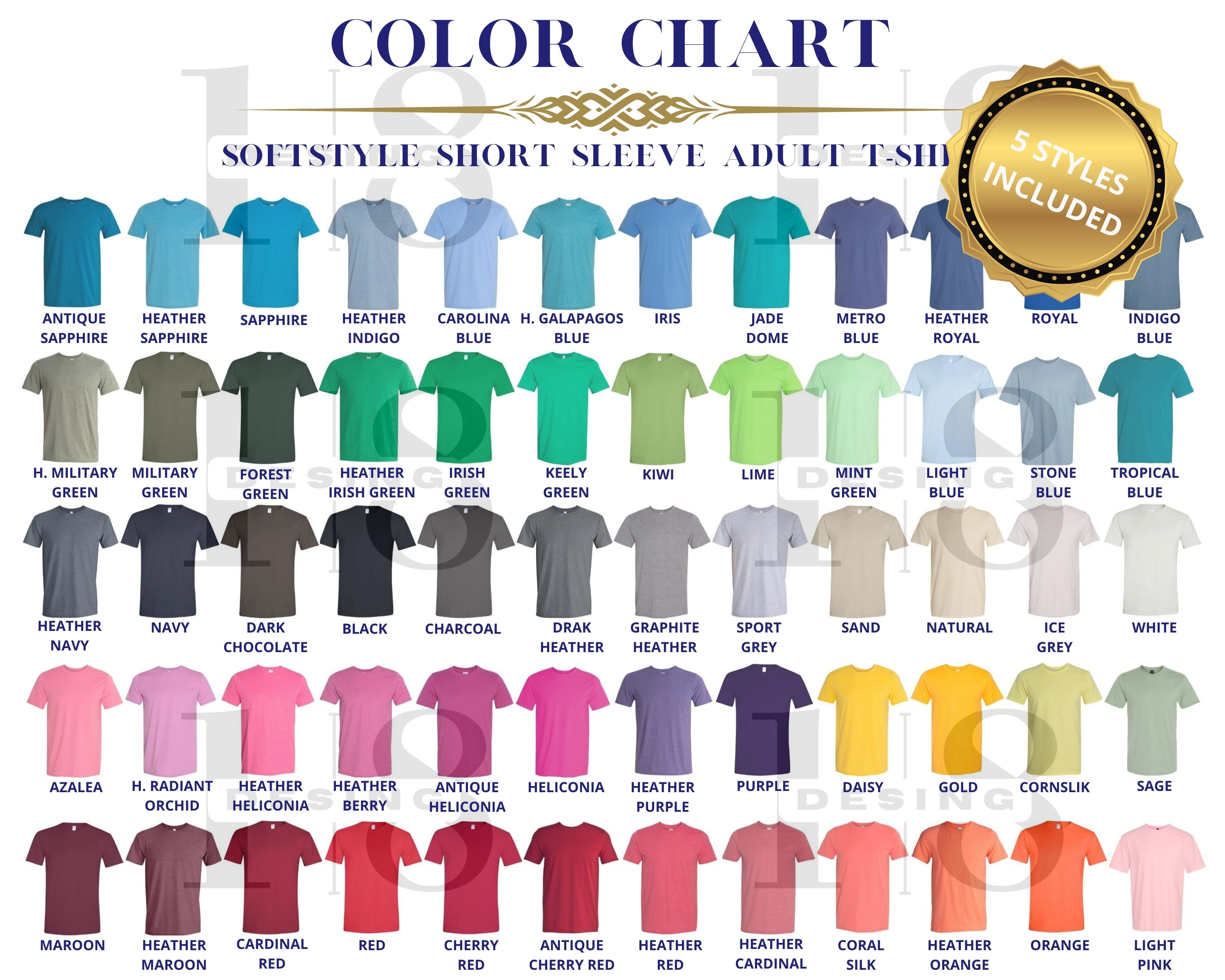 Color Chart Gildan 64000, Canva Template, G64000 Color Chart Template ...