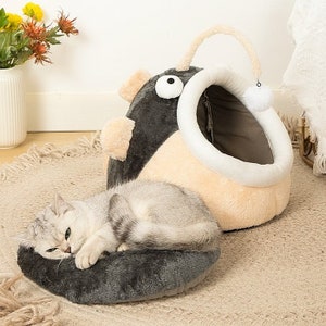Cat Anglerfish Bed, Cat Angler Fish Bed, Cat Bed, Round Cat Bed, Warm ...