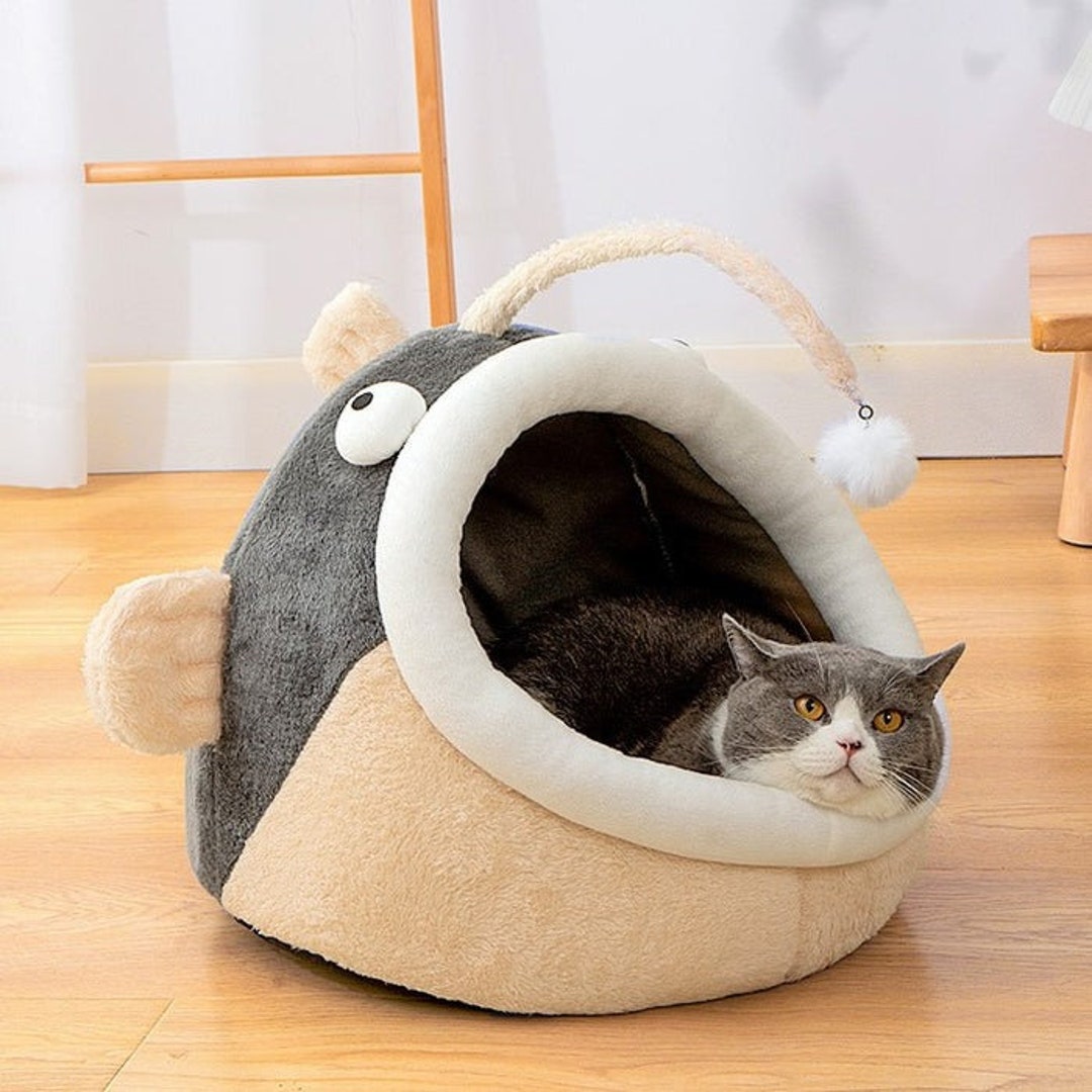 Cat Anglerfish Bed, Cat Angler Fish Bed, Cat Bed, Round Cat Bed, Warm ...