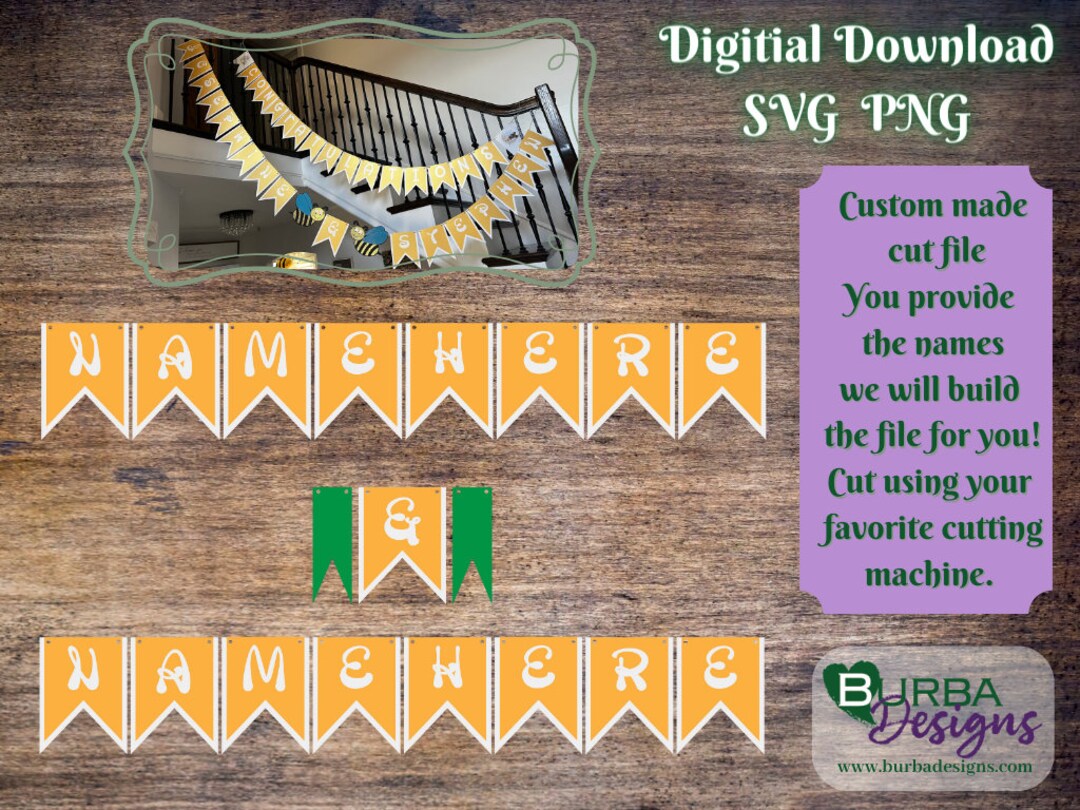 Custom Designed Name Party Banner - SVG Cut File for Card Stock Banner ...