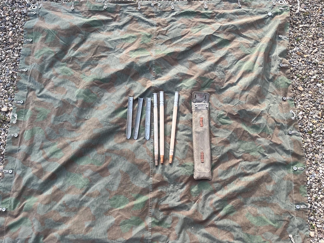WW2 Swiss Army Zeltbahn Canvas Camping M31 Tent Zeltblache Cover Set ...