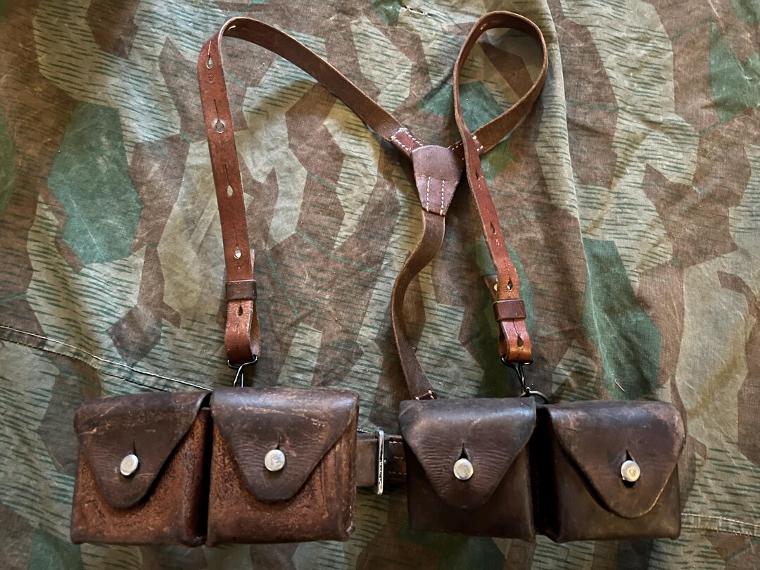 Ww2/cold War Vintage Swiss Army Webbing Y Straps Ammo Pouches Belt Set ...