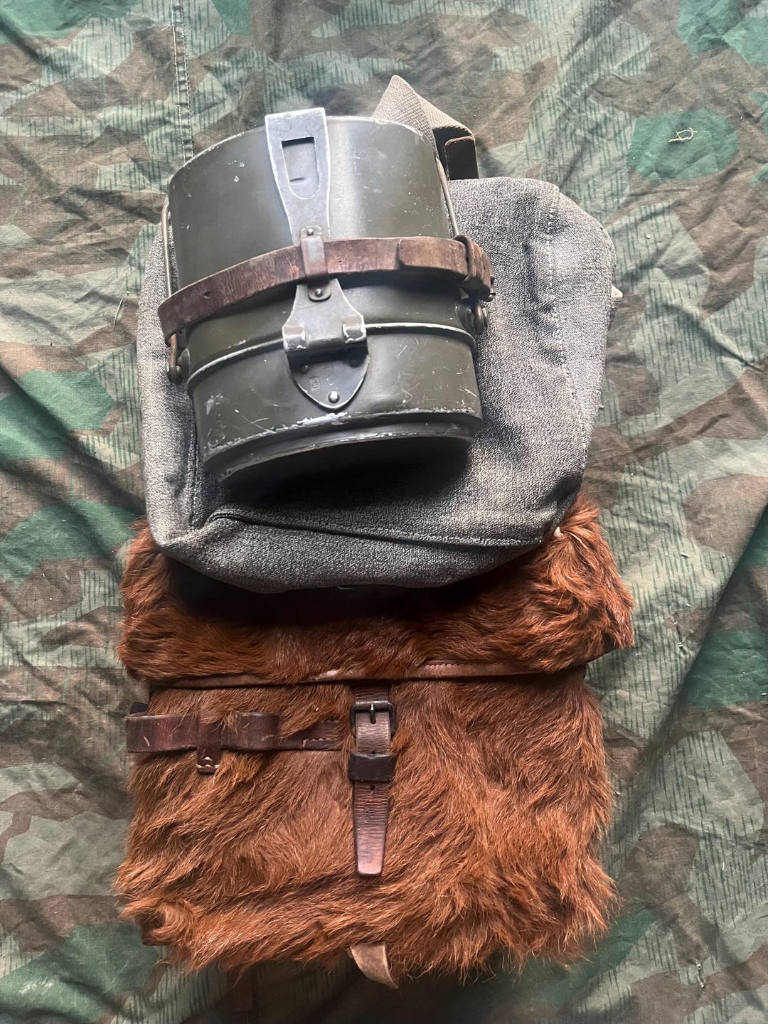 WW2 Swiss Army Backpack Complete With Bread Bag Canteen Mess Tin and ...