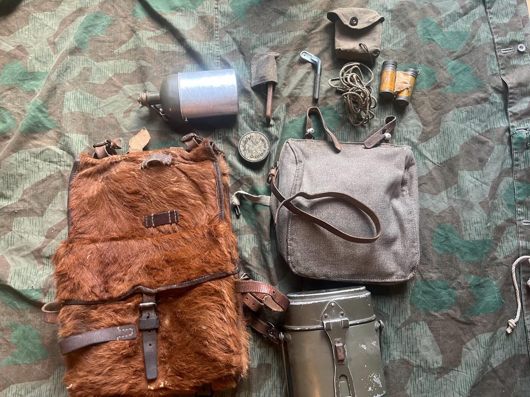 WW2 Swiss Army Backpack Complete With Bread Bag Canteen Mess Tin and ...