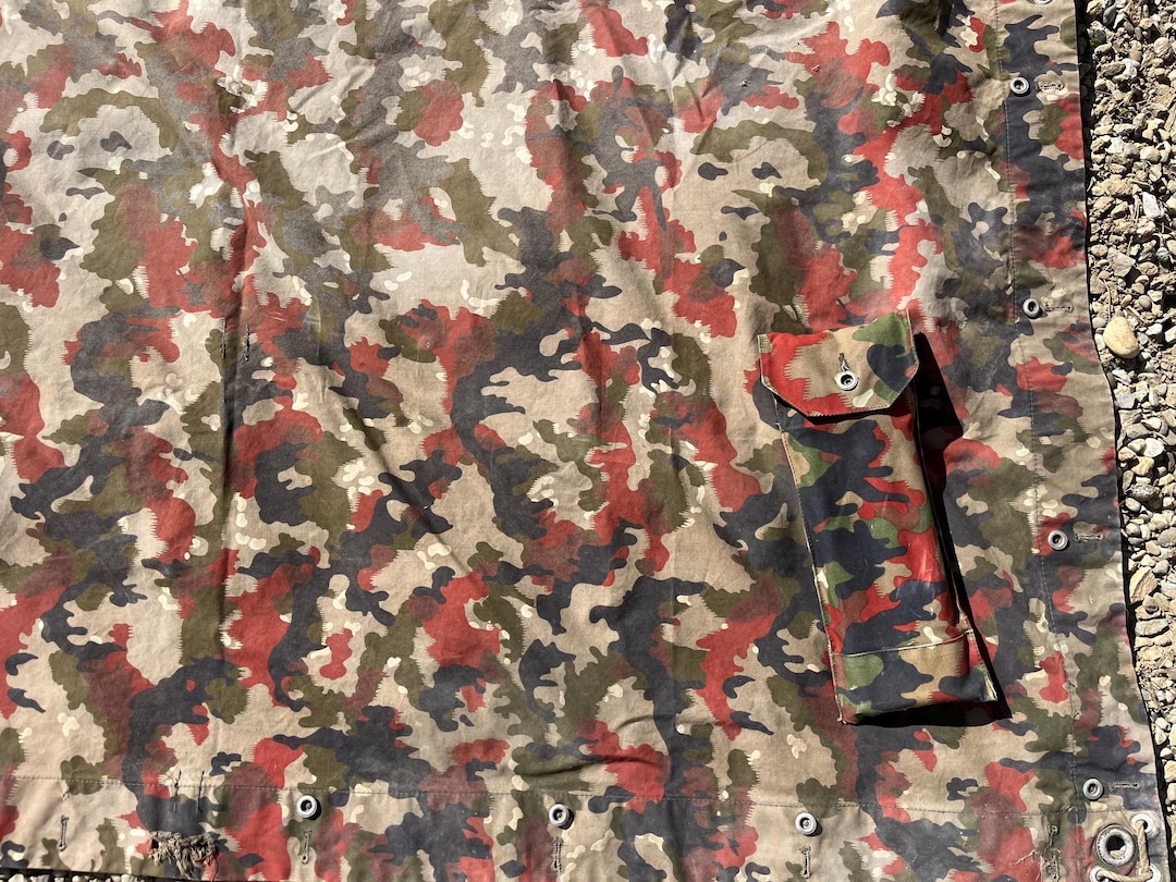 Cold War Swiss Army Zeltbahn Canvas Camping Taz 57 Alpenflage Camo Tent ...