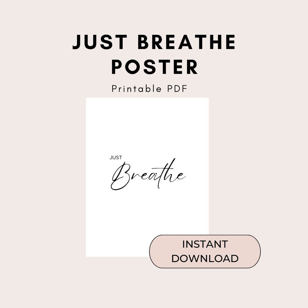 Just Breathe Poster, Yoga Wall Art, Printable PDF, US Letter Size - Etsy