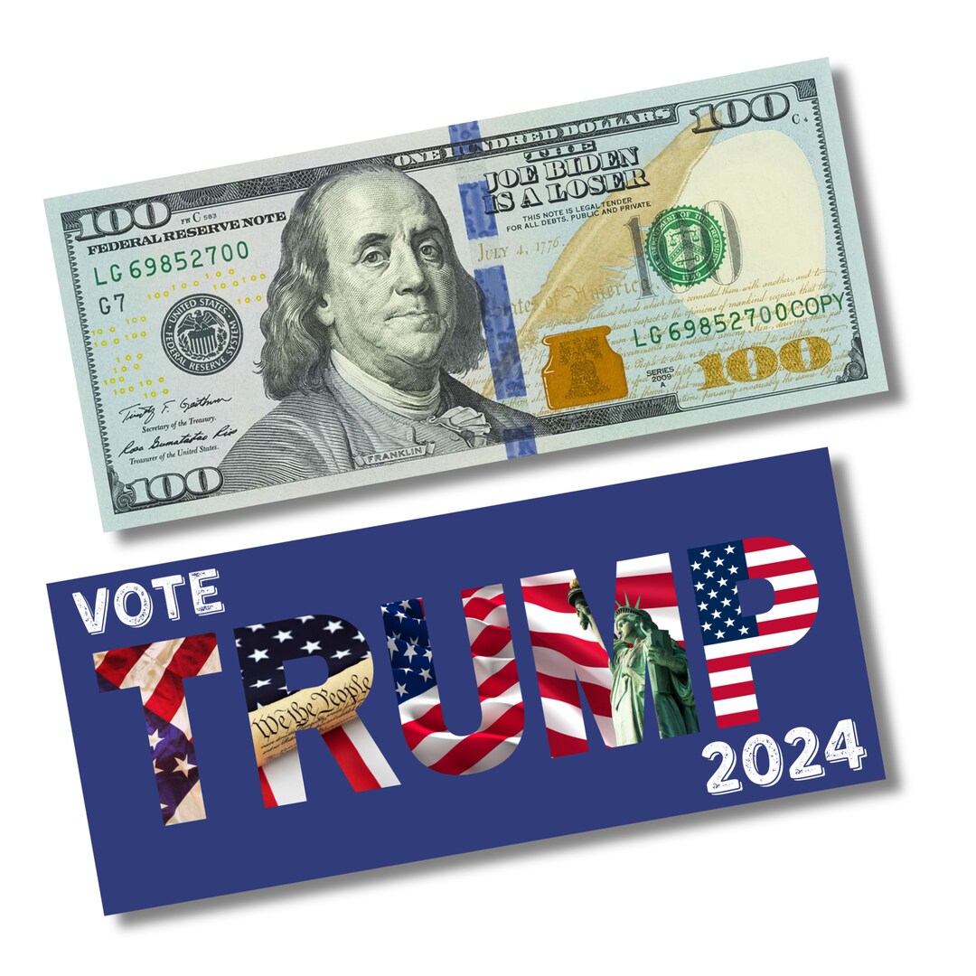 Vote Trump 2024 Hundred Dollar Bill Drop Card Prank Gift Christmas Card ...