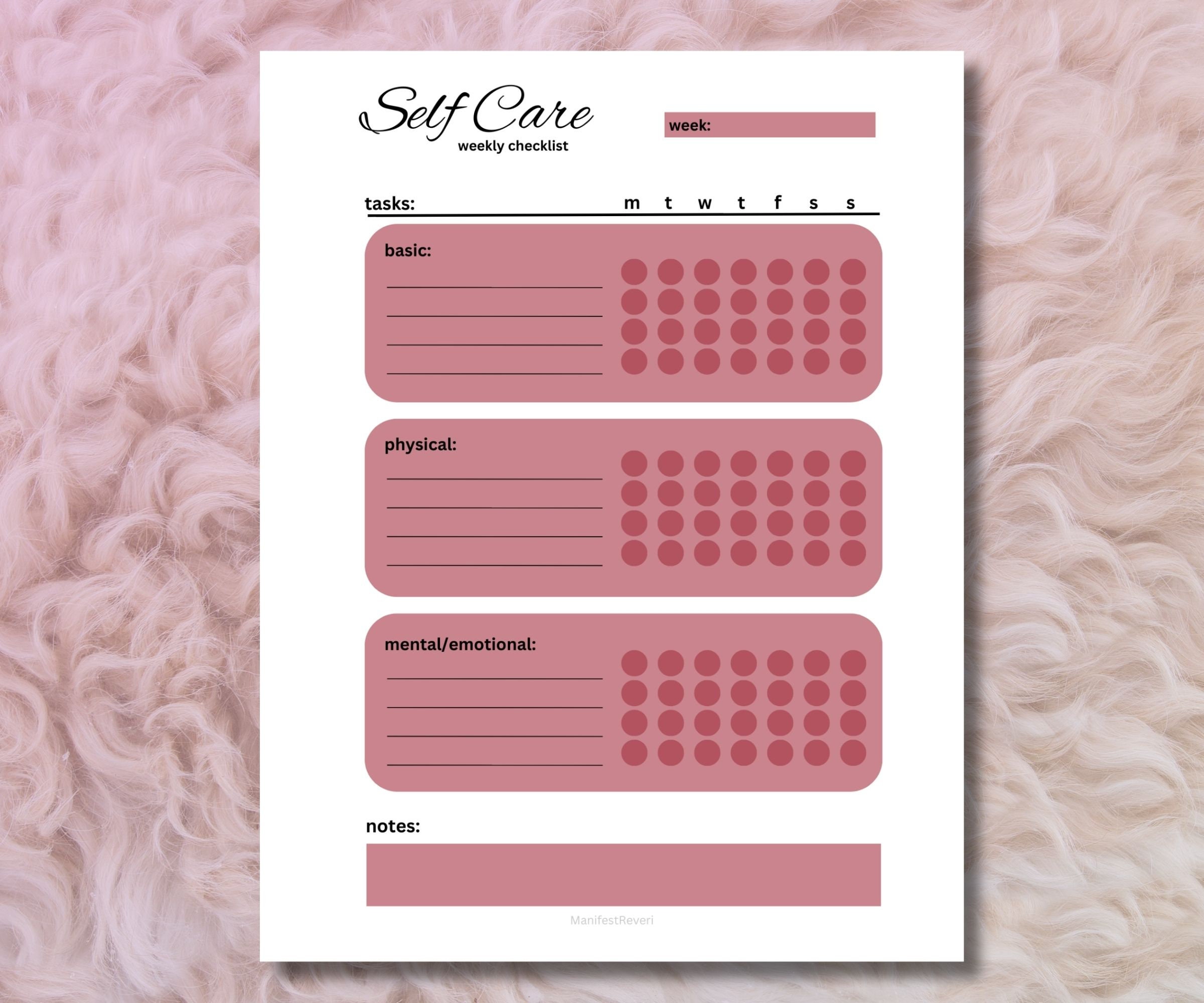 Self Care Checklist Printable Pdf Skin Care Routine Habit Etsy Australia