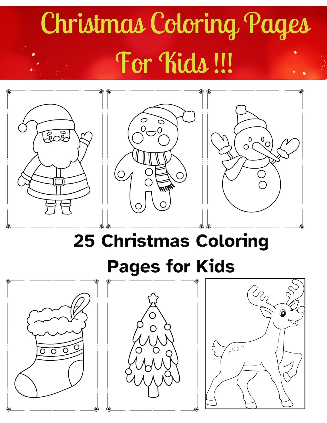 25 Christmas Coloring Pages for Kids - Etsy