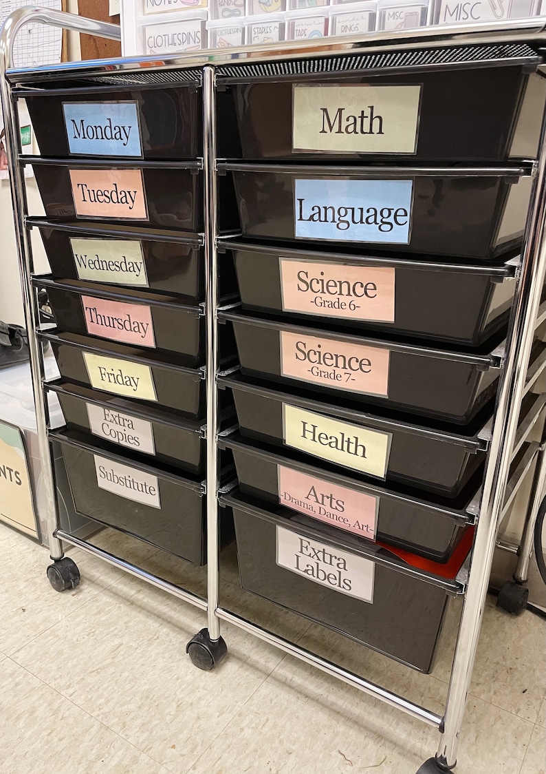 Classroom Rolling Cart Labels - Etsy