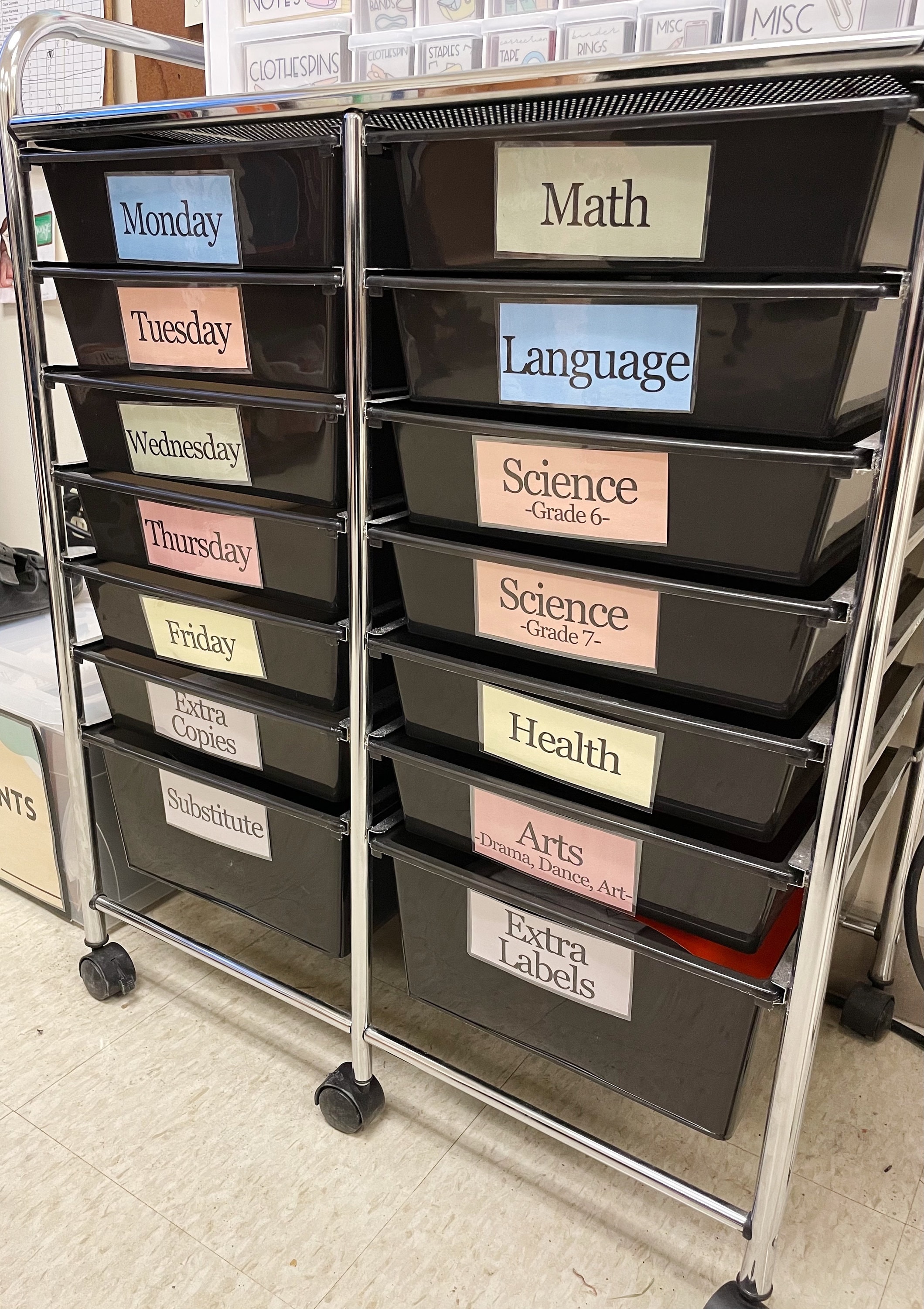 Classroom Rolling Cart Labels - Etsy
