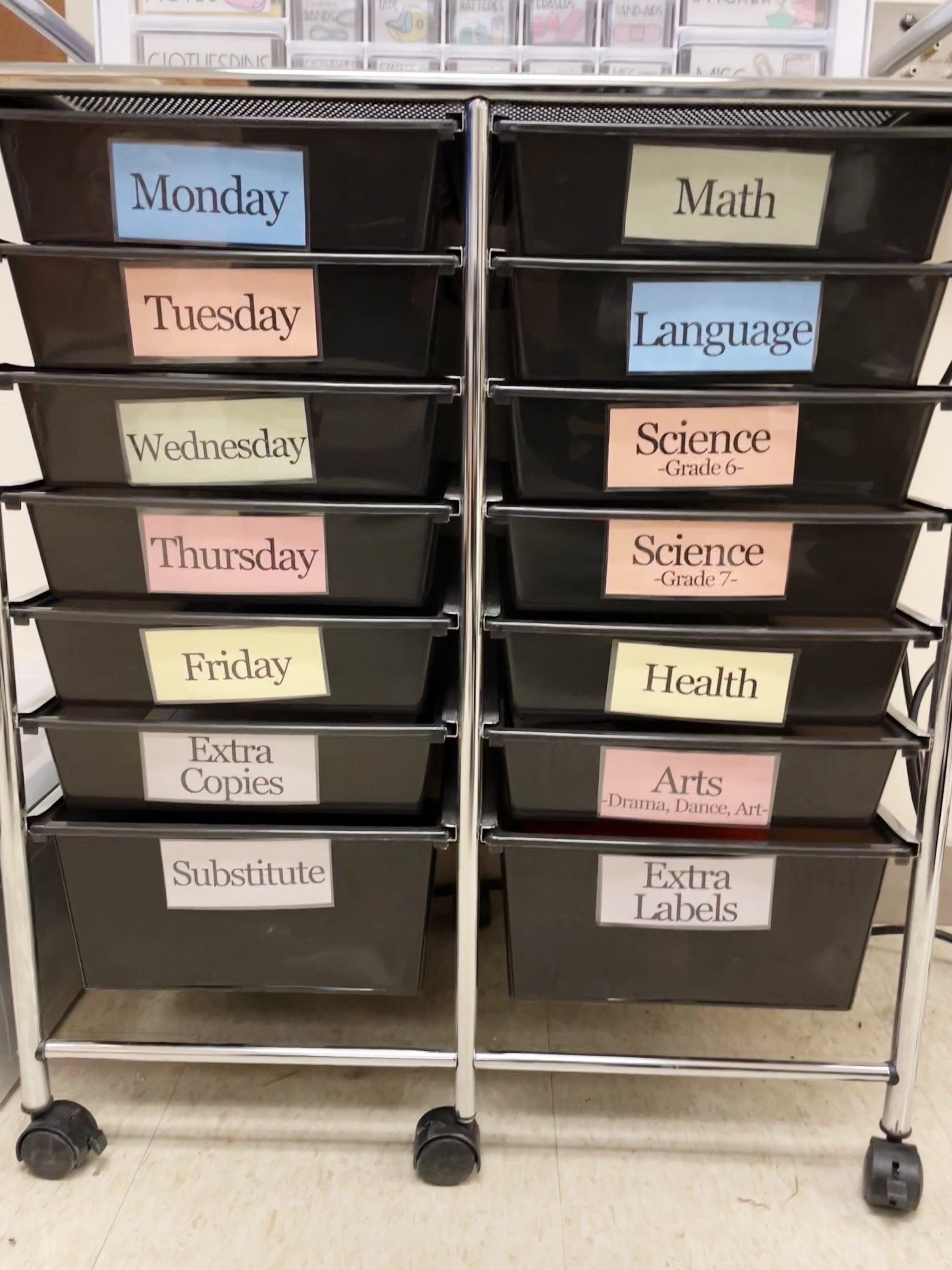 Classroom Rolling Cart Labels - Etsy